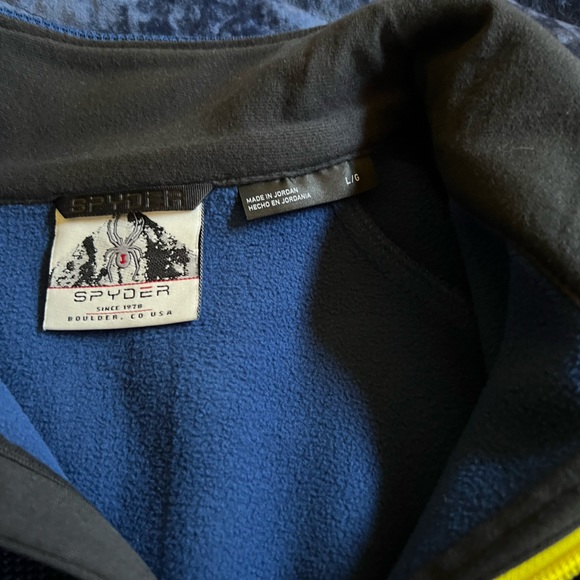 Spyder | Sweaters | Spyder Blue And Black Fleece Lined Half Zip Yellow ...